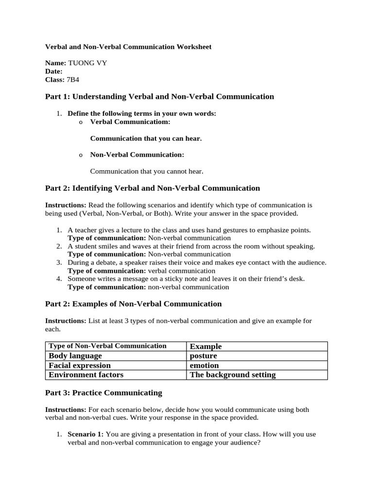 Verbal and Non-Verbal Task | PDF | Nonverbal Communication | Communication