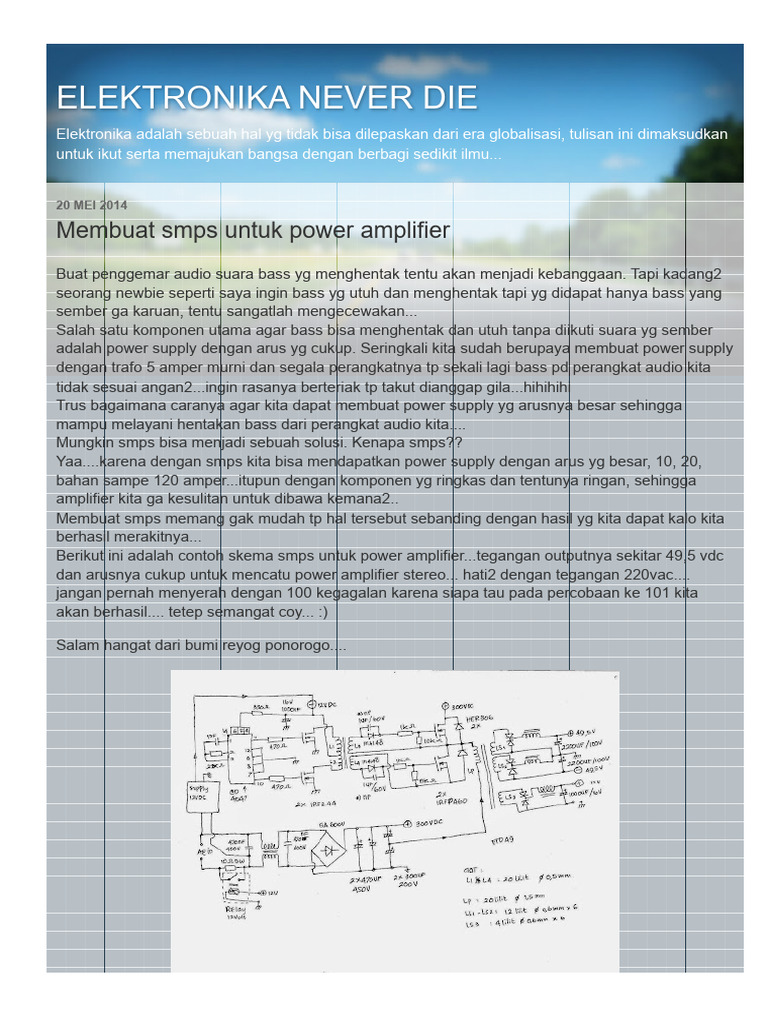 Panduan Membuat SMPS untuk Amplifier | PDF