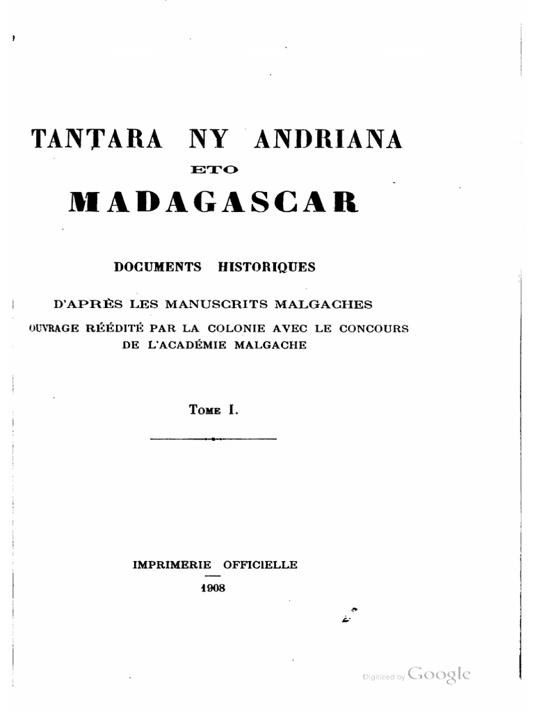 Tantara Ny Andriana Tome 1 - 1/3 | PDF