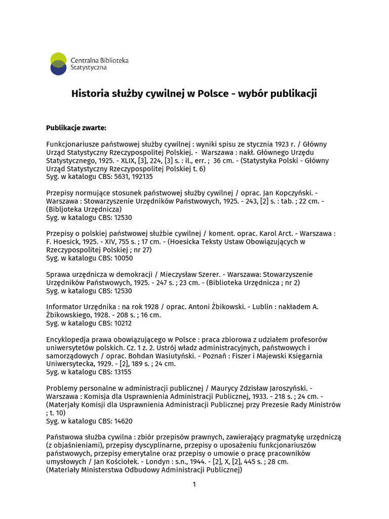Historia Sluzby Cywilnej W Polsc | PDF
