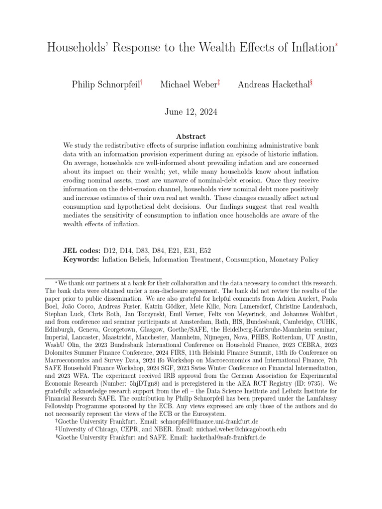 michael weber | PDF | Inflation | Wealth