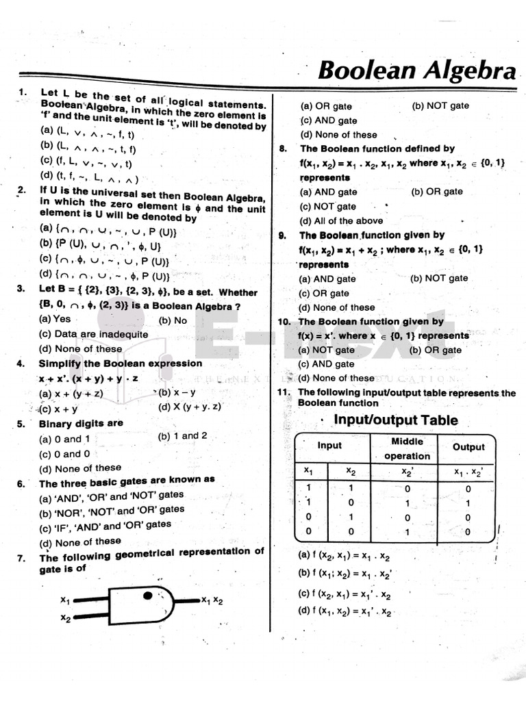29-Boolean Algebra (E-Next - In) | PDF