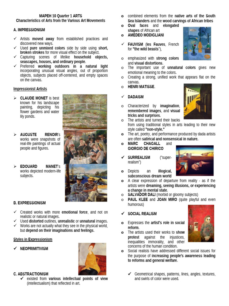 Characteristics of Art Movements | PDF | Abstract Art | Cubism