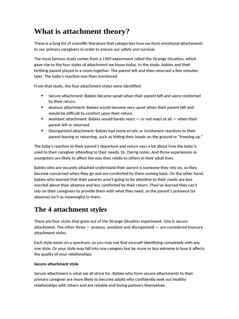What Is Attachment Theory | PDF | Attachment Theory | Human Life Stages