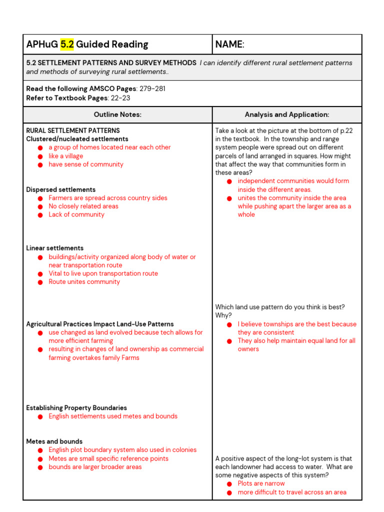 5.2 APHG Guided Reading | PDF | Land Management