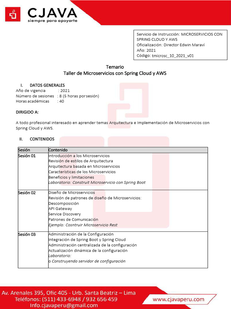 Taller de Microservicios con Spring y AWS | PDF | Servicios web de ...