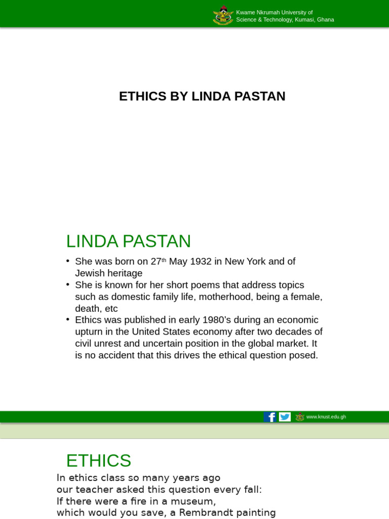 31-Ethics by Linda Pastan | PDF | Thought | Experience