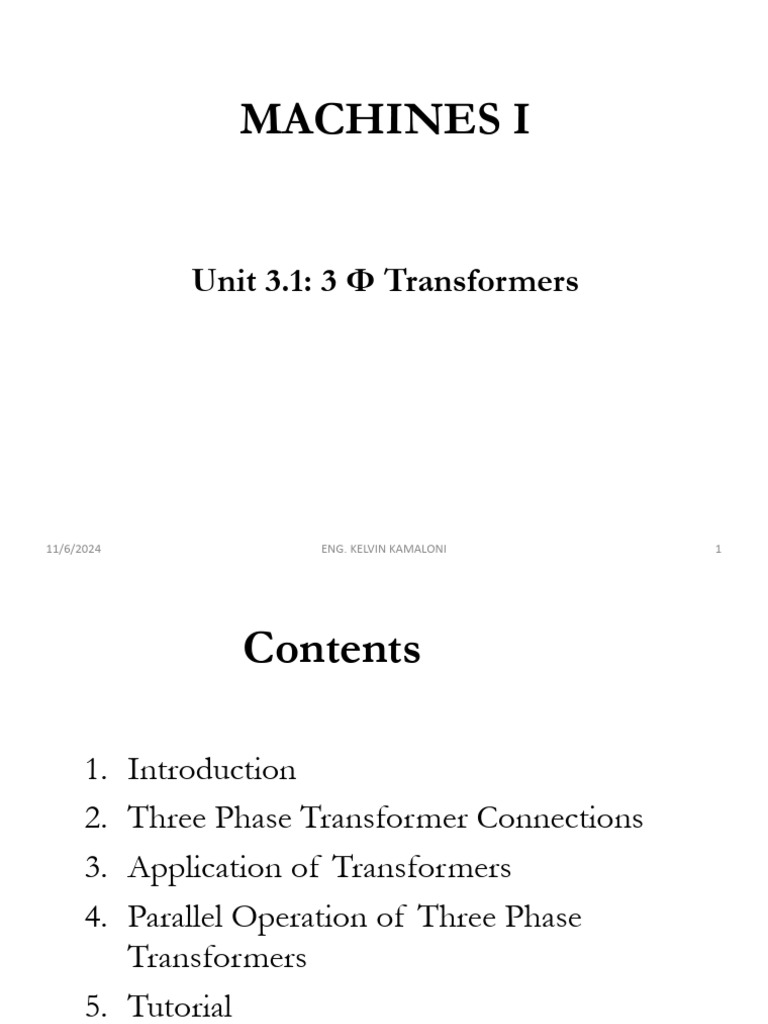 UNIT 3.1 - Three Phase Transformer | PDF | Transformer | Manufactured Goods