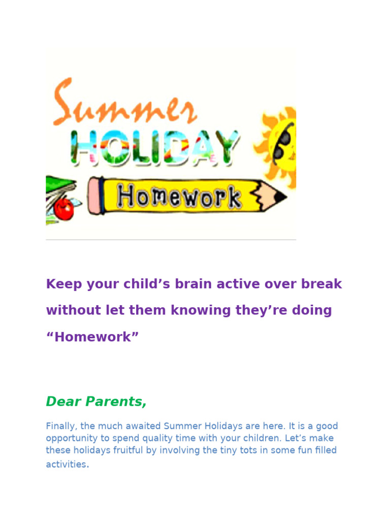 LKG Summer Holiday | PDF