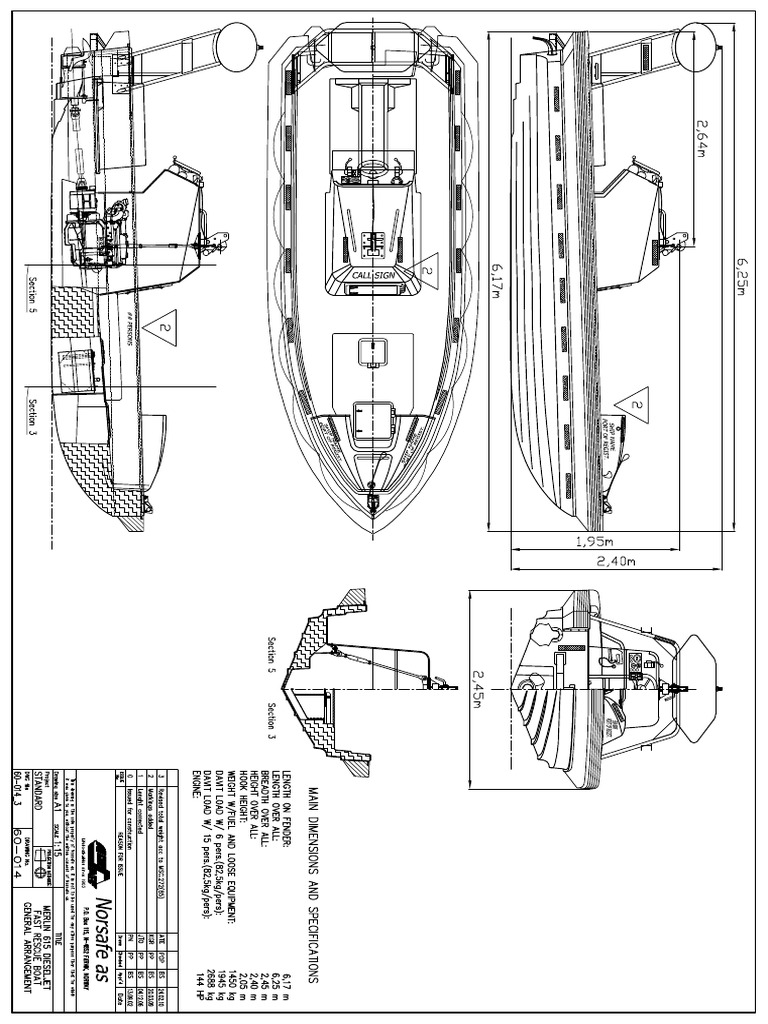 Bote Resgate - GA Merlin 615 Dieseljet Model | PDF