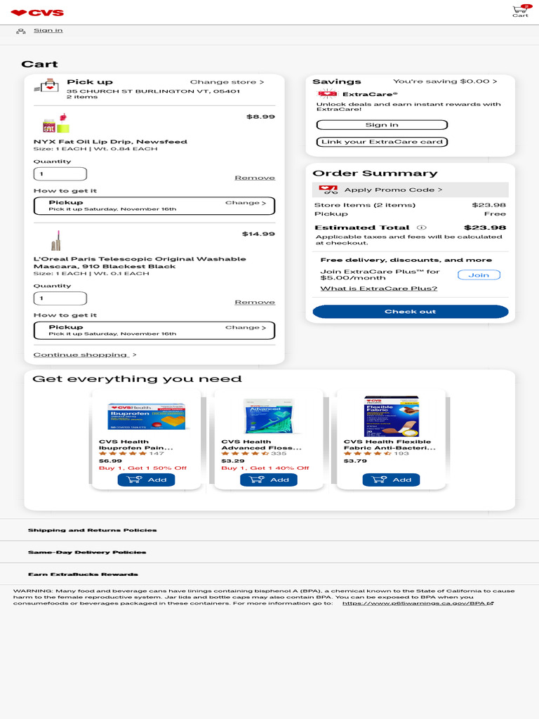 CVS Cart | PDF