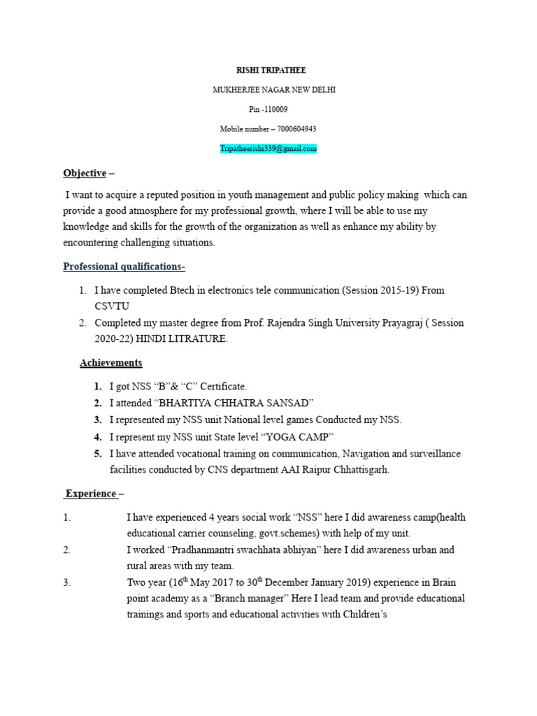 Resume Nss | PDF