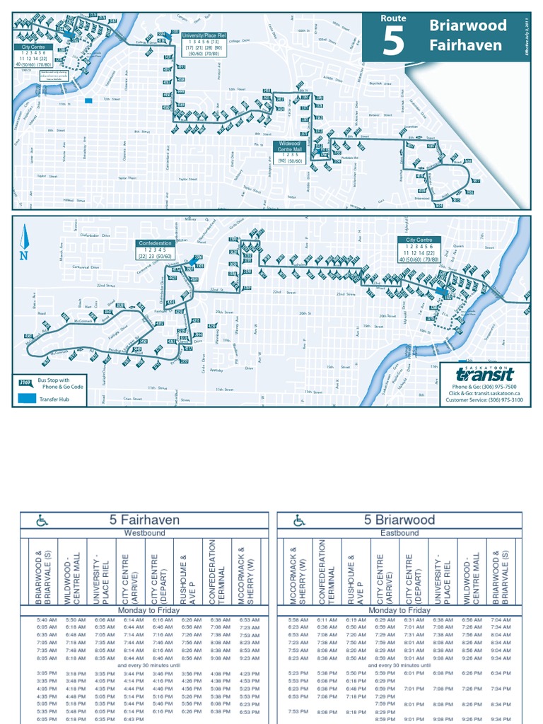 Route 5 Bus Schedule Overview | PDF