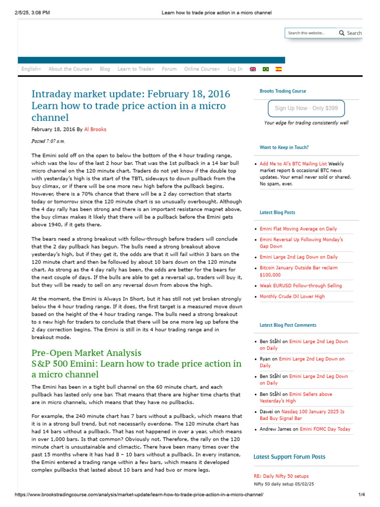 Trading Price Action in Micro Channels | PDF | Day Trading | Futures ...