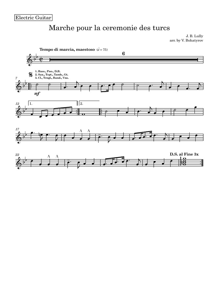 Marche Pour La Ceremonie Des Turcs (Electric Guitar) | PDF
