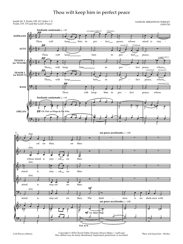 Thou Wilt Keep Him - Wesley Sheet Music | PDF | Lexicology | Languages ...