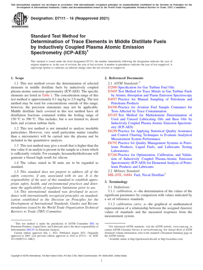 Astm d7111 | PDF | Emission Spectrum | Spectroscopy