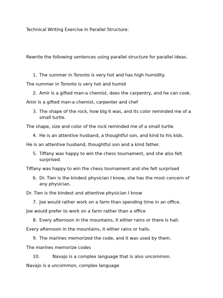 Exercise #3 On Parallel Structure | PDF