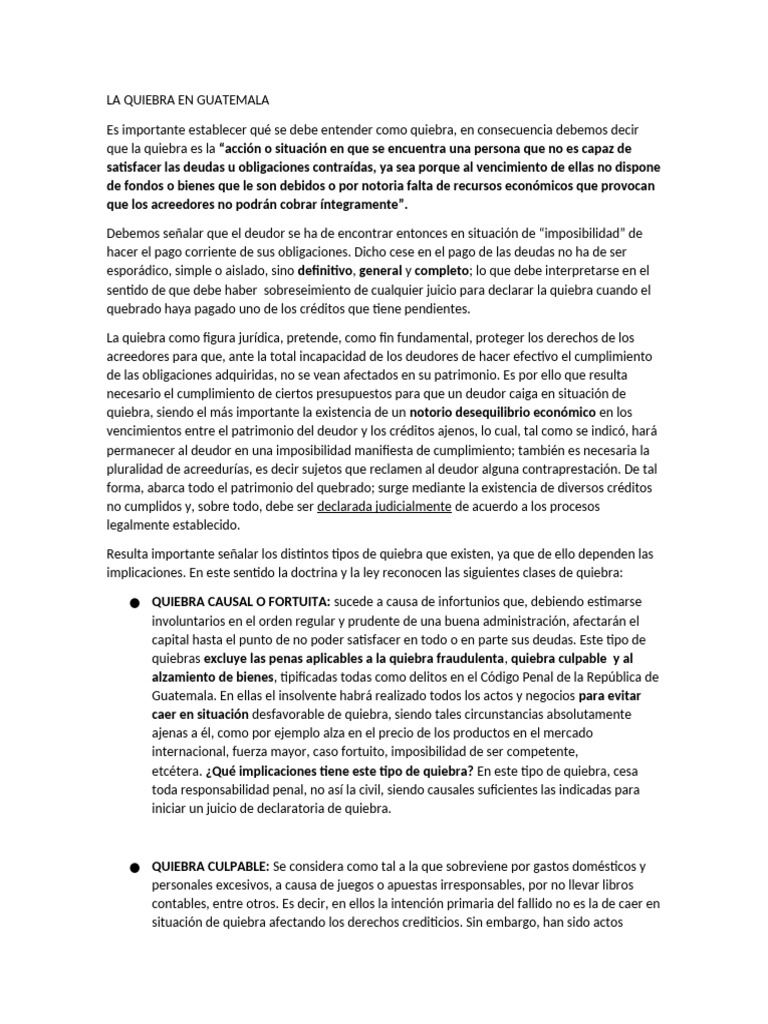 La Quiebra en Guatemala-1 - 27028966 | PDF | Bancarrota | Pagos