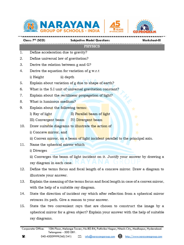 7TH - SCO - Subjective Model Questions - Worksheet-III | PDF | Tissue ...