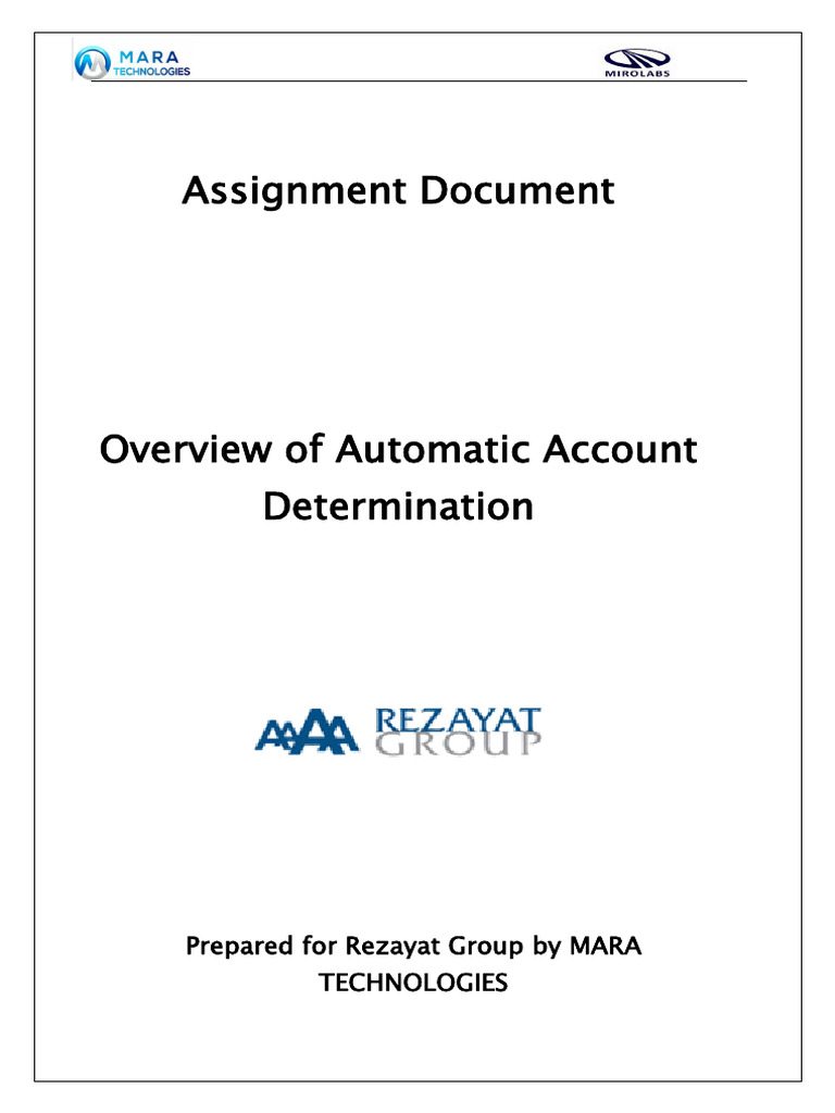 Overview of Automatic Account Determination | PDF | Debits And Credits ...