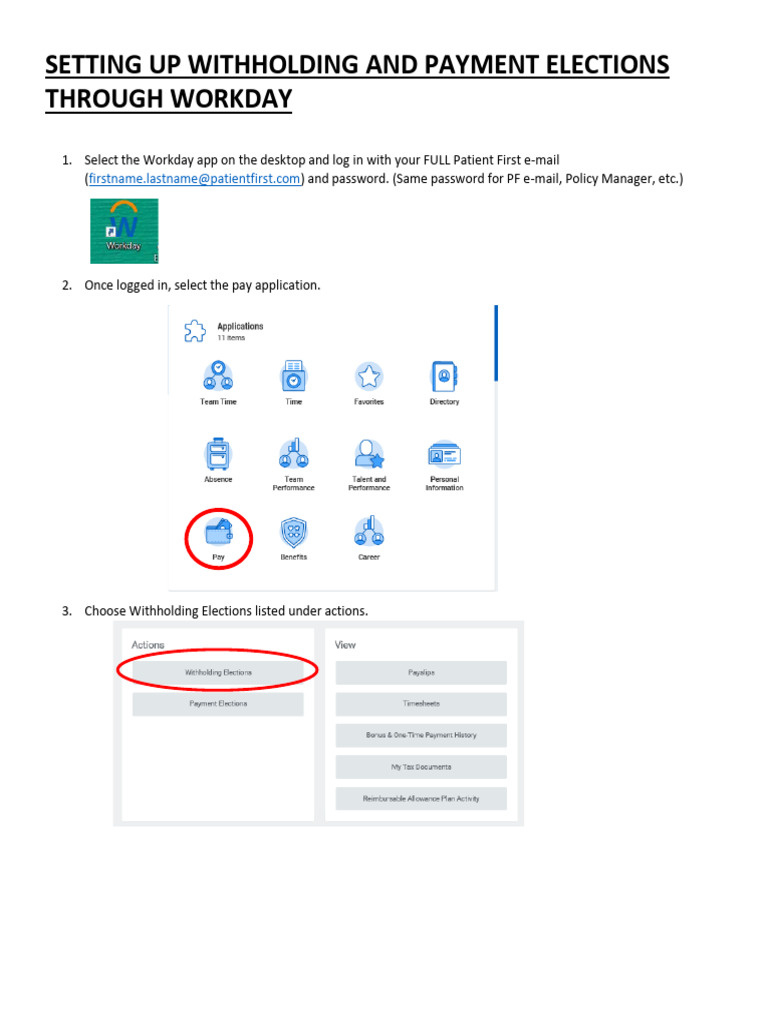 Workday Withholding-Payment Elections | PDF