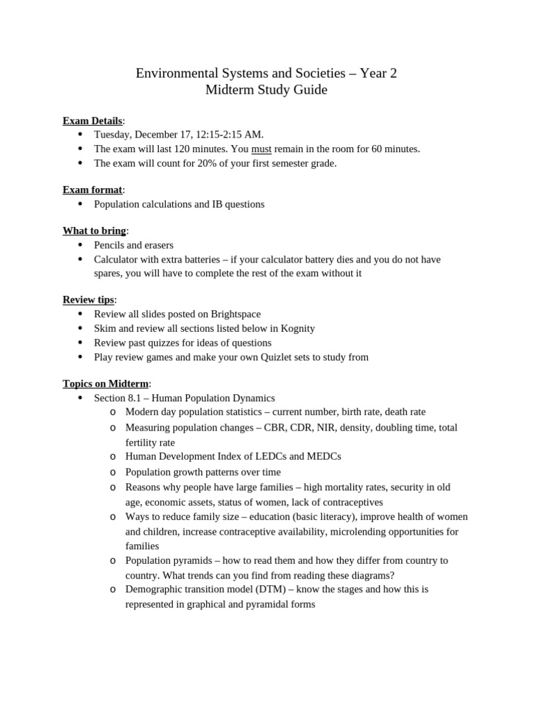 ESS Y2 Midterm Study Guide | PDF | Agriculture | Soil