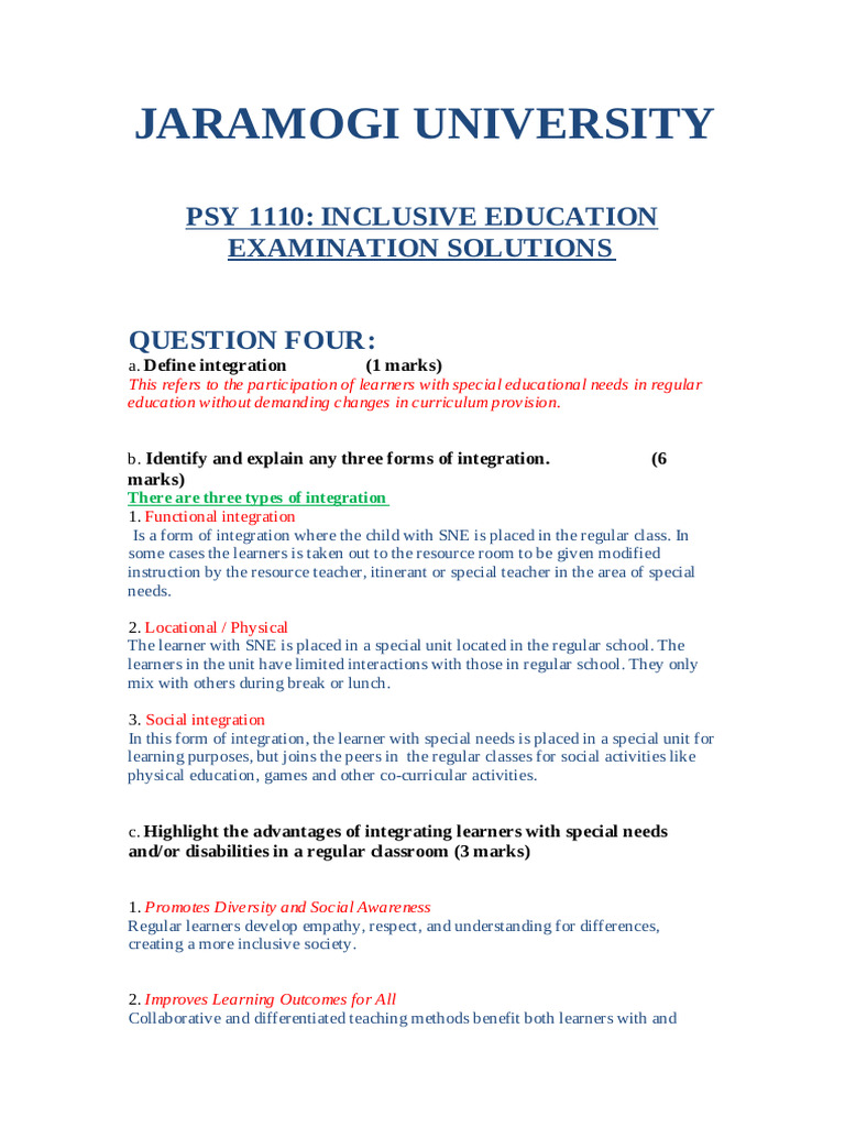 Psy Examination Sample (Past Papers) | PDF | Inclusion (Education ...