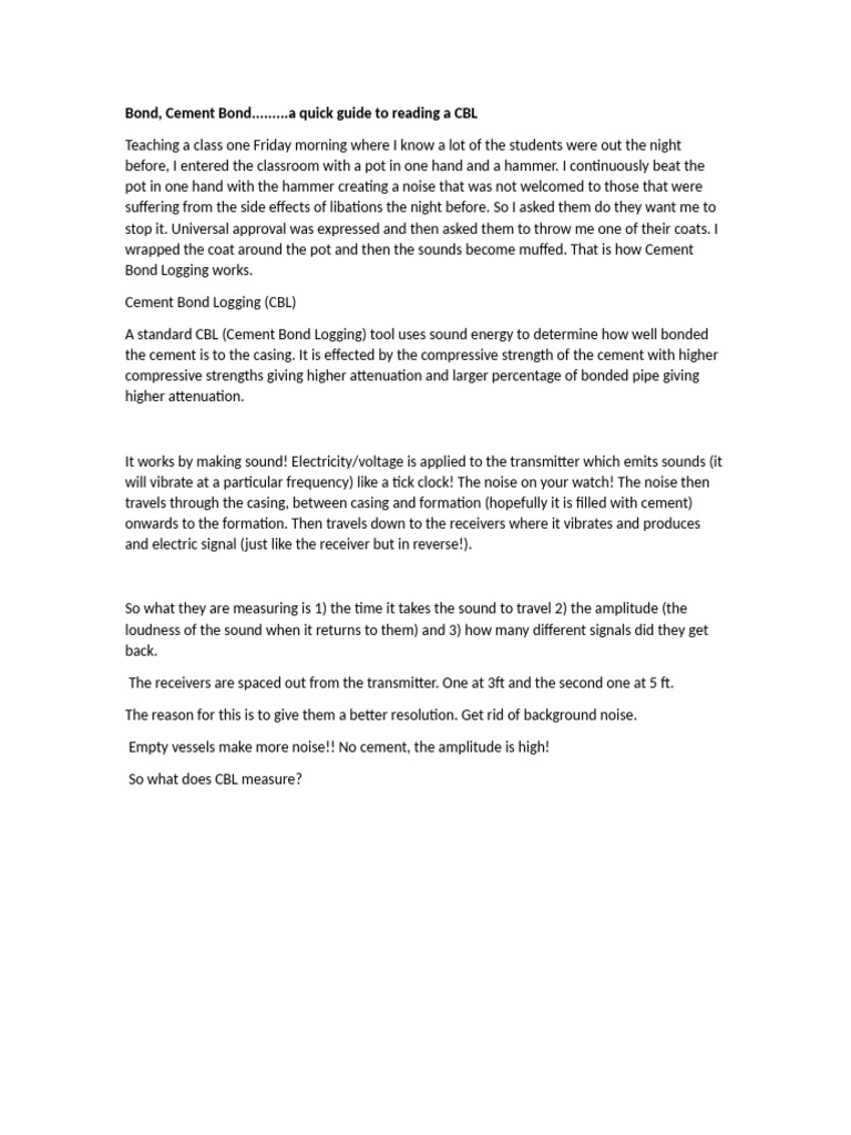 A Quick Guide To Reading A CBL | PDF | Casing (Borehole) | Amplitude