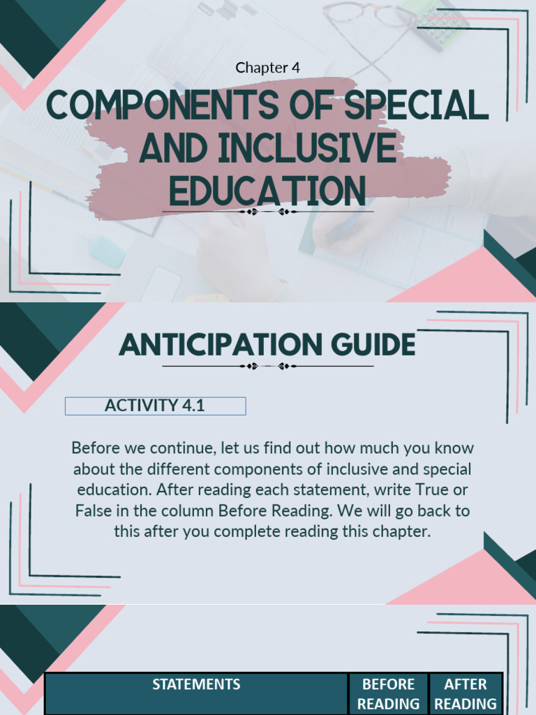 Chapter 4 Components of Special and Inclusive Education | PDF | Special Education | Educational ...