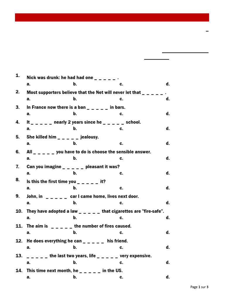QCM Evaluation Grammaticale 40 Questions | PDF