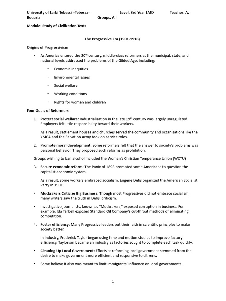 The Progressive Era (2) .PDF 123 | PDF | Theodore Roosevelt ...