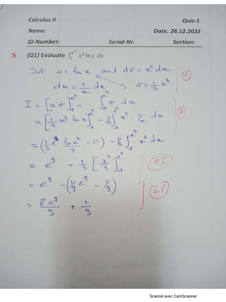 1st Quiz - Calculus 2 | PDF
