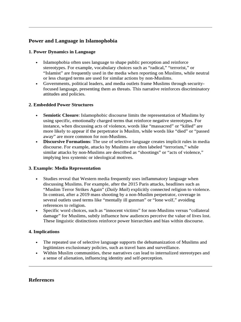 Power and Language in Islamophobia | PDF | Islamophobia ...