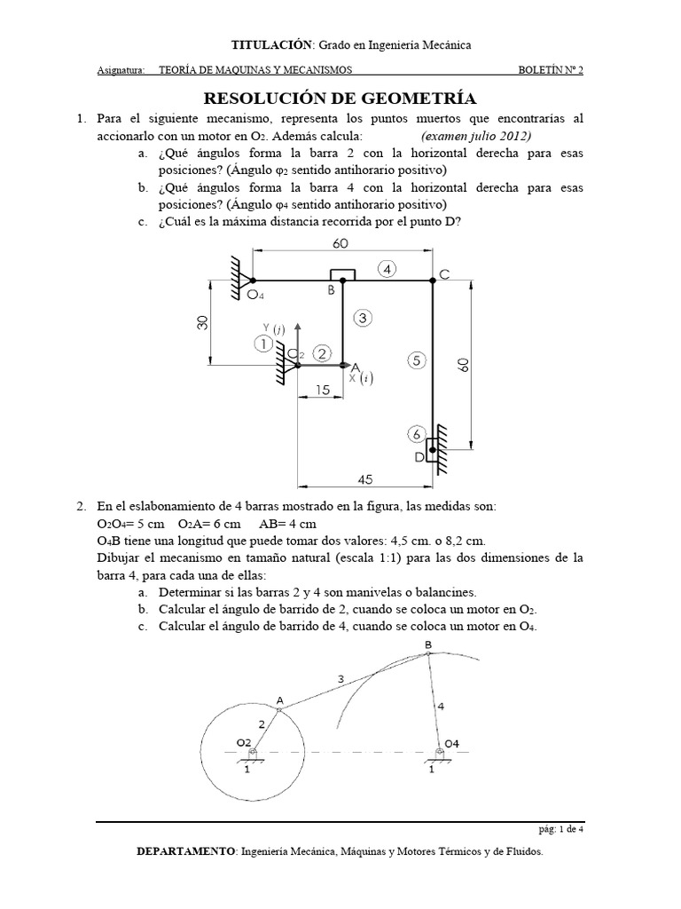 Boletin T2 Geometría TMM | PDF | Ingeniería mecánica