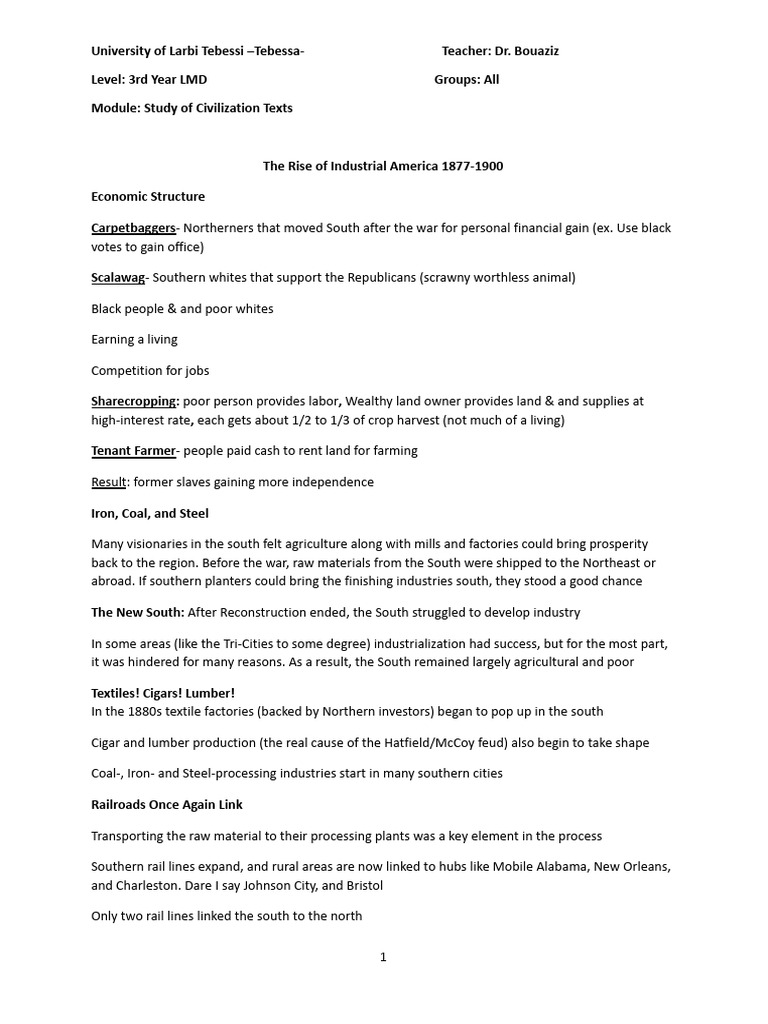 Industrial America 1877-1900 Overview | PDF | Nativism (Politics) | The ...