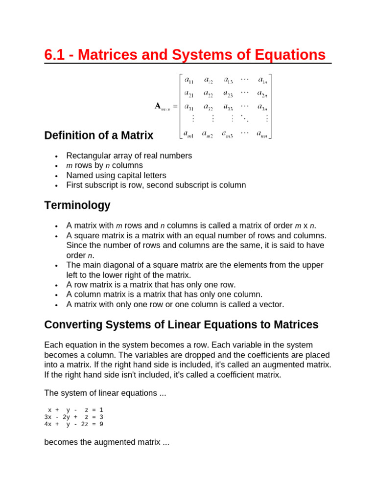 Chapter 6 - Matrices and Determinants | PDF | Matrix (Mathematics) | Determinant