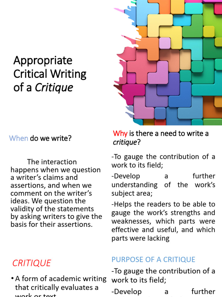 Understanding Critique in Academic Writing | PDF | Deconstruction ...