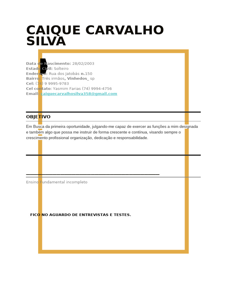 Currículum Caique | PDF