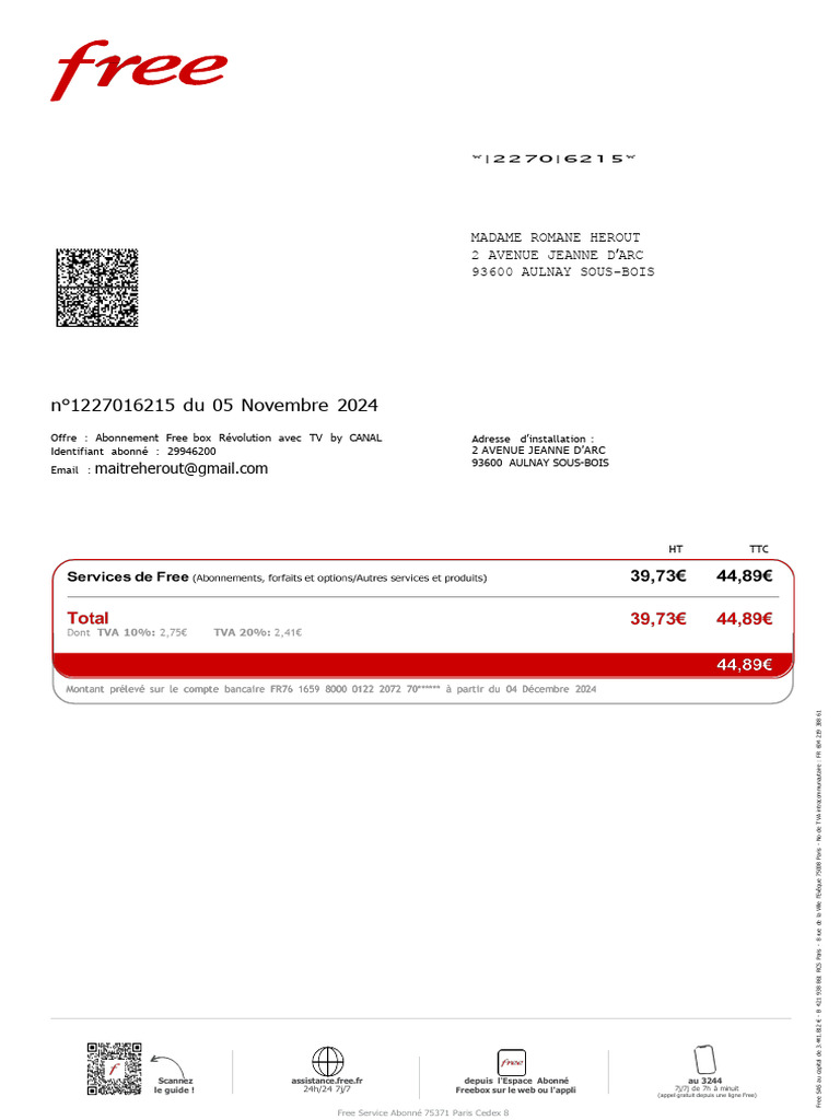 Facture - Free - 202309 - 29946200 - 1227016205 (1) - 2 | PDF ...