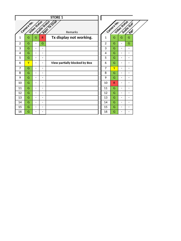 Store Camera Status and Issues Report | PDF