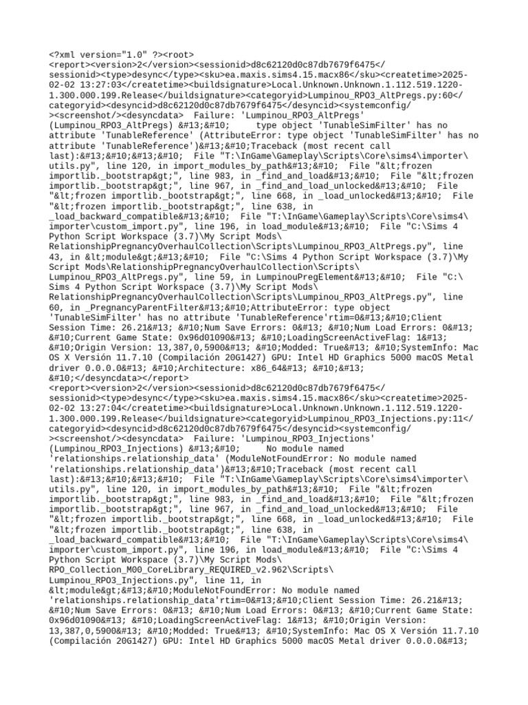 Sims 4 Desync Error Reports Analysis | PDF | Mac Os | Graphics Processing Unit
