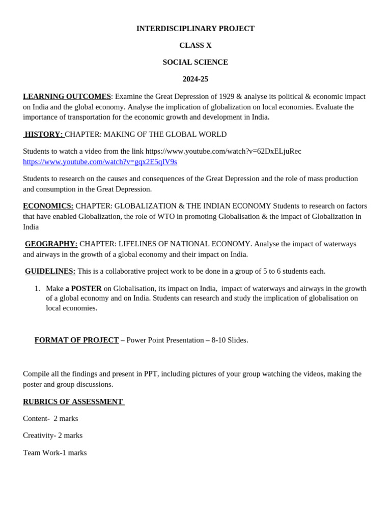 Interdiscip - Project Class-10 | PDF