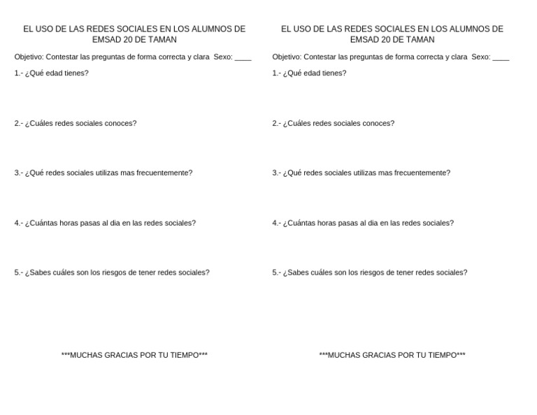 USO DE LAS REDES CUESTIONARIO | PDF