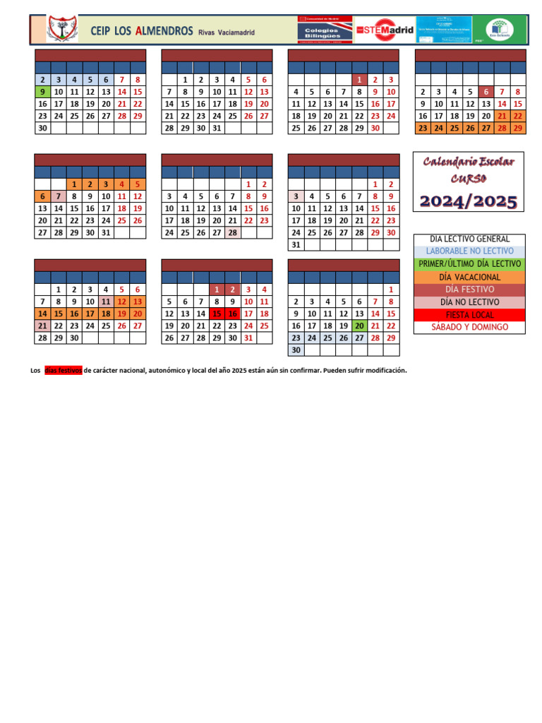 Calendario 2425 | PDF | Días festivos | Observancias