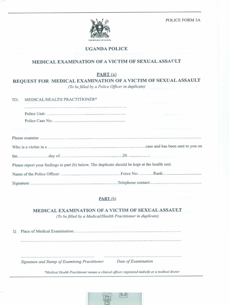Medical Examination of A Victim of Sexual Assault Police Form 3A | PDF