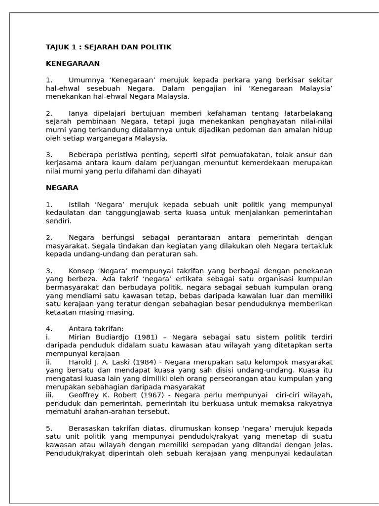 TAJUK 1 MALAYSIAN STUDIES | PDF