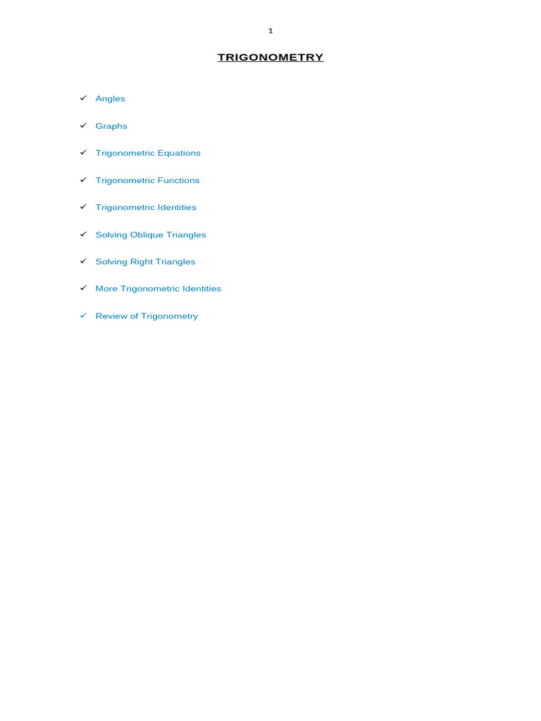 4 Trigonometry Pdf Trigonometric Functions Cartesian Coordinate System