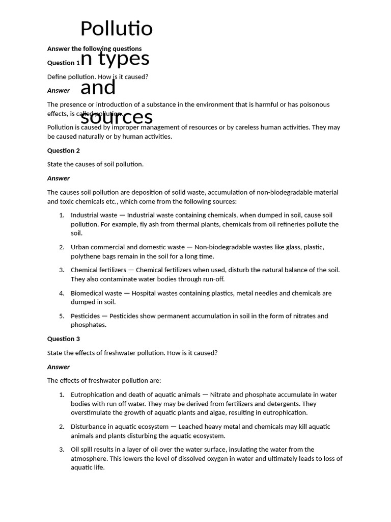 Pollution Types and Sources | PDF | Water Pollution | Pollution