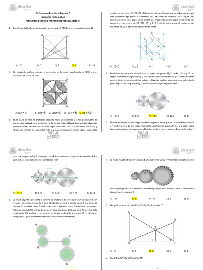 Evaluaciones | PDF | Engranaje | Geometría euclidiana